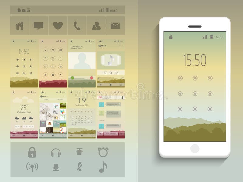Concept of Mobile User Interface. Stock Illustration - Illustration of ...