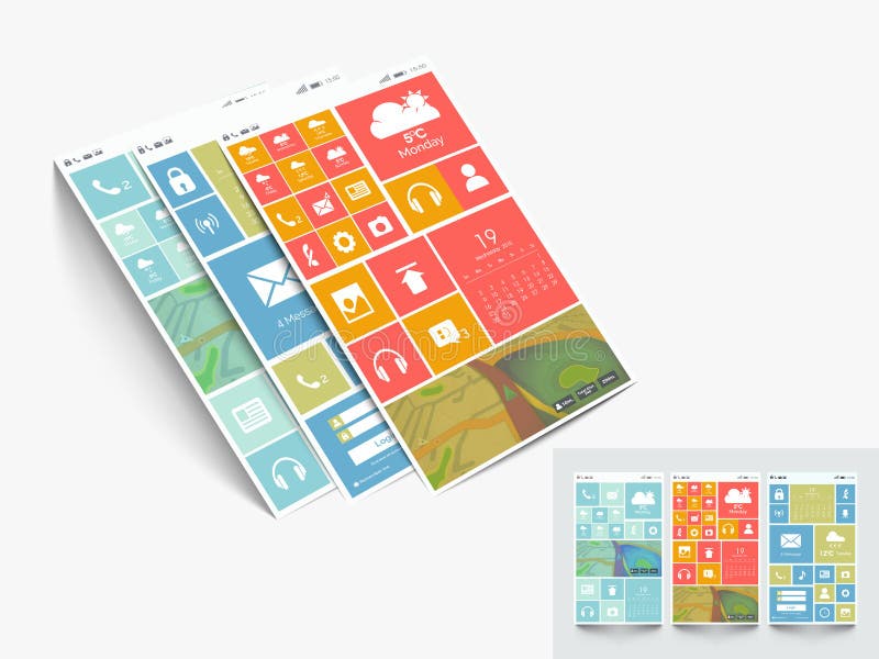 Concept of Mobile User Interface. Stock Illustration - Illustration of ...