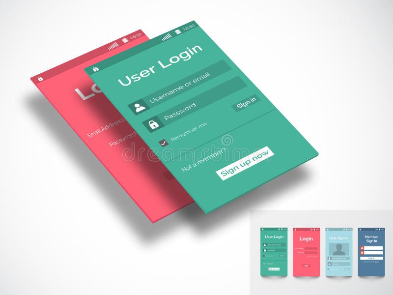 User Interface for Mobile Login Screens. Stock Illustration ...