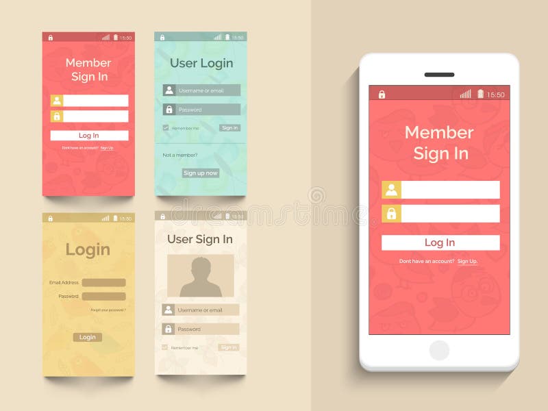 User Interface for Mobile Login Screens. Stock Illustration ...