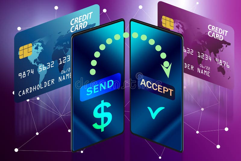 Concept of Mobile Wallet Transfers - 3d Rendering Stock Illustration ...