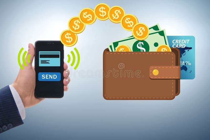 Concept of Mobile Wallet Transfers - 3d Rendering Stock Photo - Image ...
