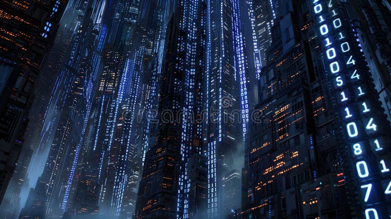 A Concept of a Modern City with Digital Networks Stock Image - Image of ...