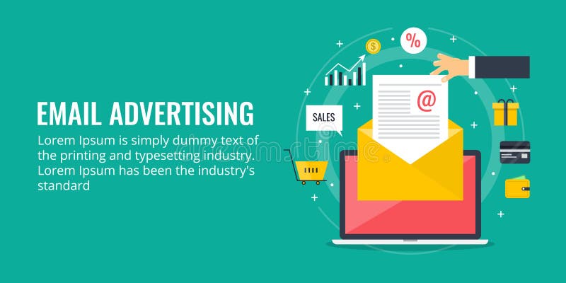 Email Advertising Strategy - Concept of Modern Digital Marketing. Flat ...