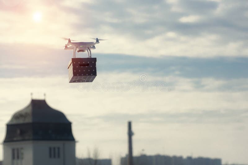 Technological Delivery Innovation - Fast Drone Delivery Concept Stock ...