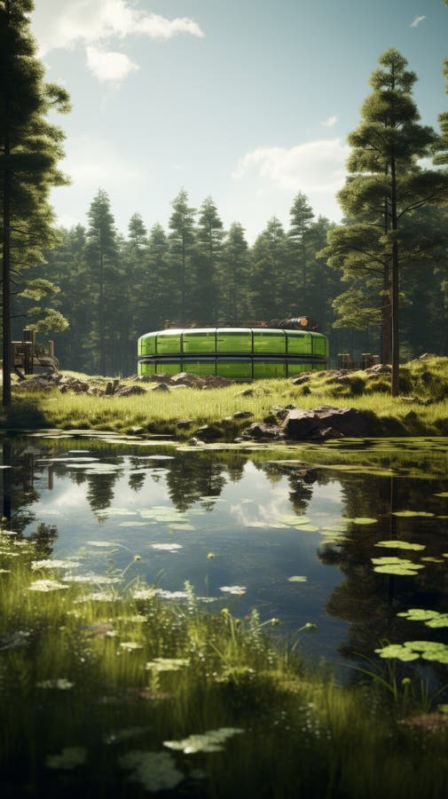 Concept Futuristic House Secluded in Forest. Generative AI. Stock Image ...