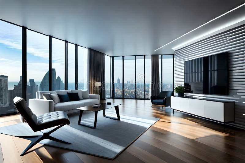 Modern Interior in Bionic Style. Generative AI Stock Illustration ...