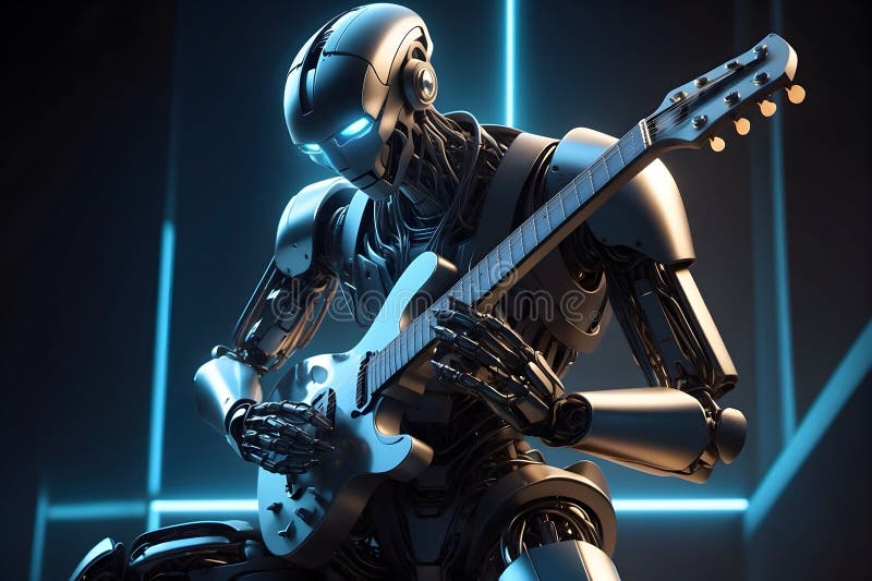 A Concept of a Modern Robot Playing a Guitar Stock Photo - Image of ...