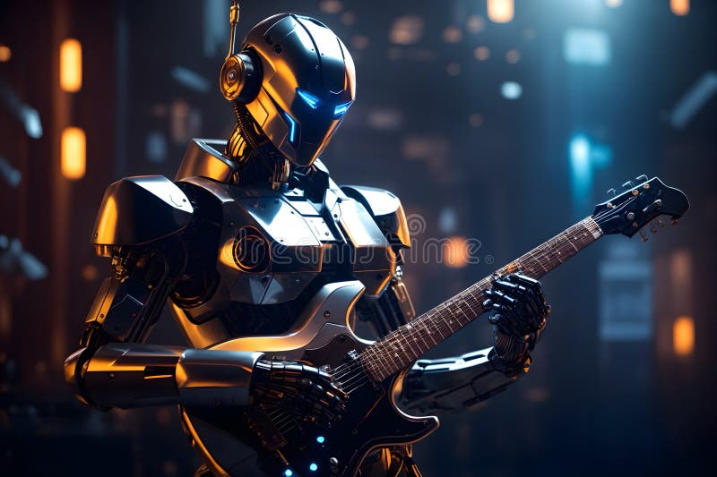 A Concept of a Modern Robot Playing a Guitar Stock Photo - Image of ...