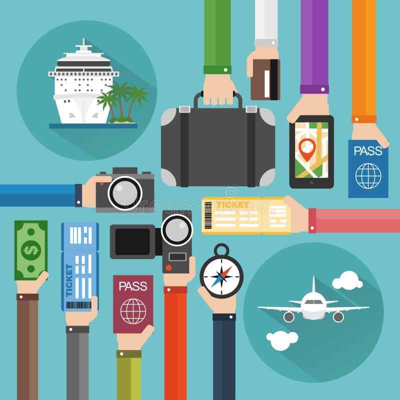 Concept Modern Time To Travel Flat Design Stock Vector - Illustration ...