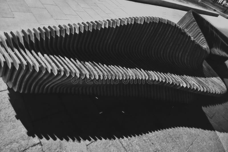 The Concept Modern Wave Pattern of a Wooden Slatted Bench on the Coast ...