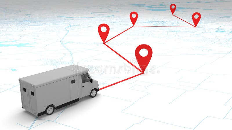 Concept Bus Route on the Map Stock Illustration - Illustration of trip ...