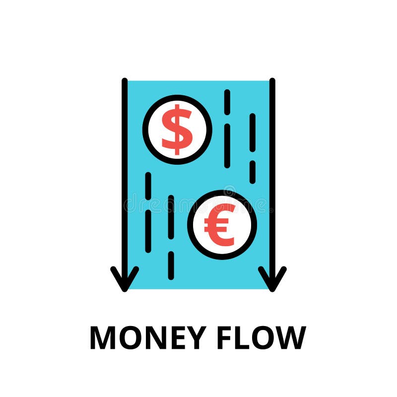Concept of Money Flow Icon, Modern Flat Thin Line Design Vector ...