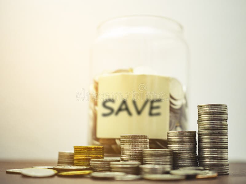 Concept of Money Save and Coins Stack Stock Photo - Image of coins ...