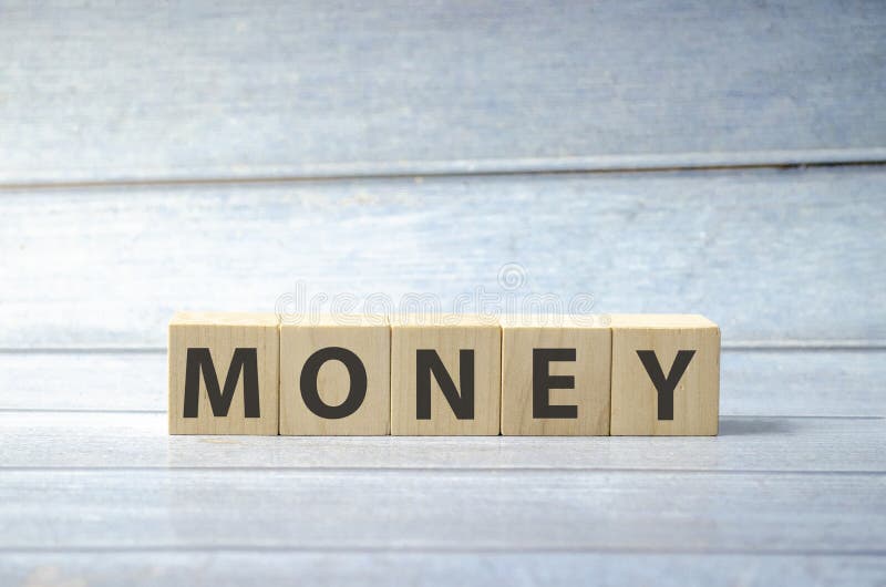 Concept of Money Word on Wooden Cubes on Wooden Background Stock Image ...