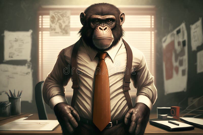 Concept of Monkey As Office or Bank Worker Stock Illustration ...