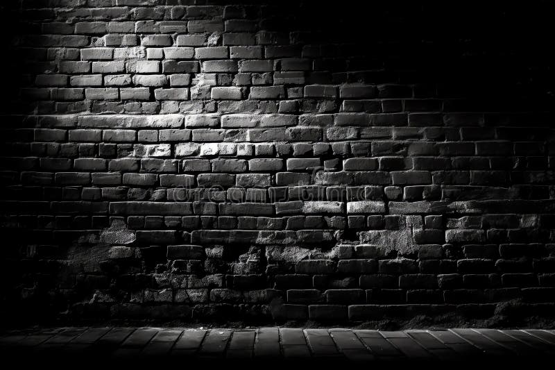 Monochromatic Image of a Brick Wall in a High Contrast Black and White ...