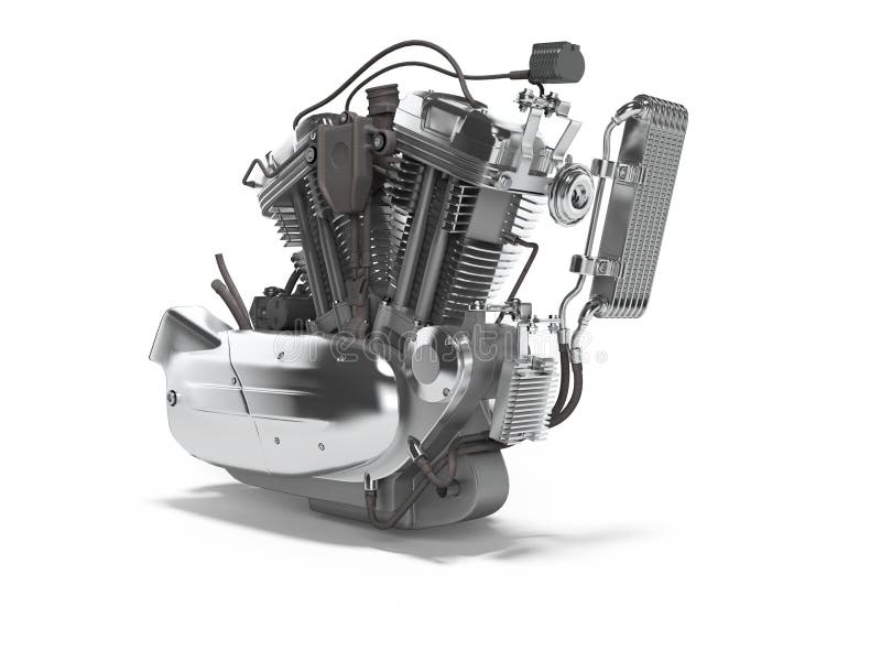 Motorcycle Engine Isolated Left View 3d Render on Gray Background with ...