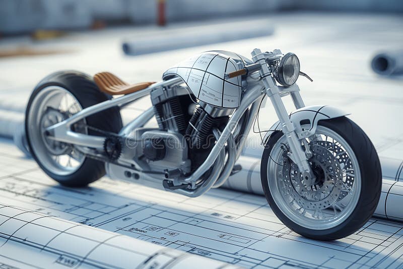 Concept Motorcycle with White and Silver Design Elements Stock Photo ...