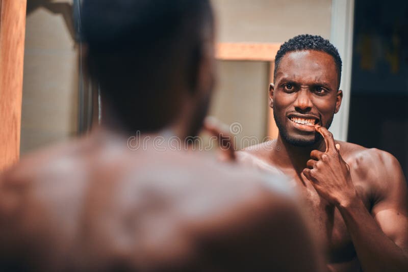 Concept of Mourning Routine - Man is Brushing His Teeth Stock Image ...