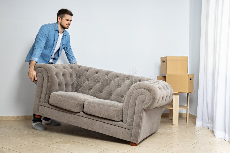 Concept of Move with a Young Man Stock Photo - Image of move, family ...