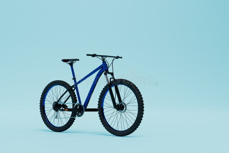 The Concept of Moving on a Bicycle. Bicycle with a Blue Frame on a Blue ...
