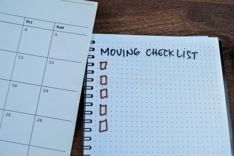 Concept of Moving Checklist Write on Book. Stock Image - Image of ...