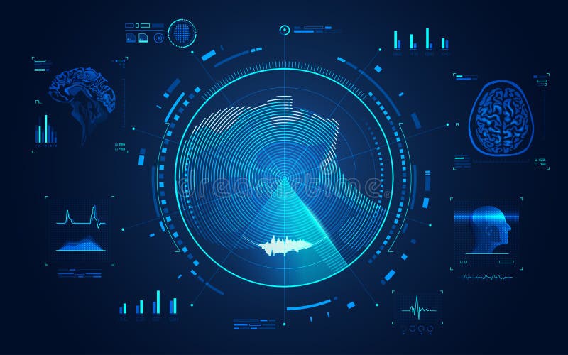 Radar brain stock vector. Illustration of electric, data - 100934850