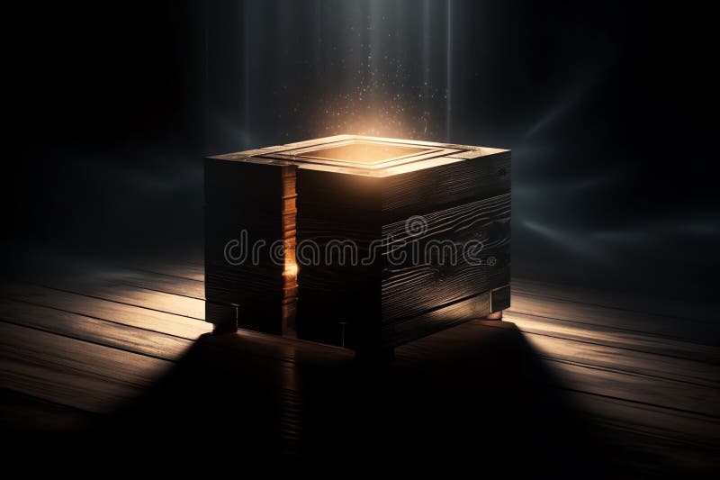 Mysterious Magical Box Opening with Rays of Light, High Contrast Image ...