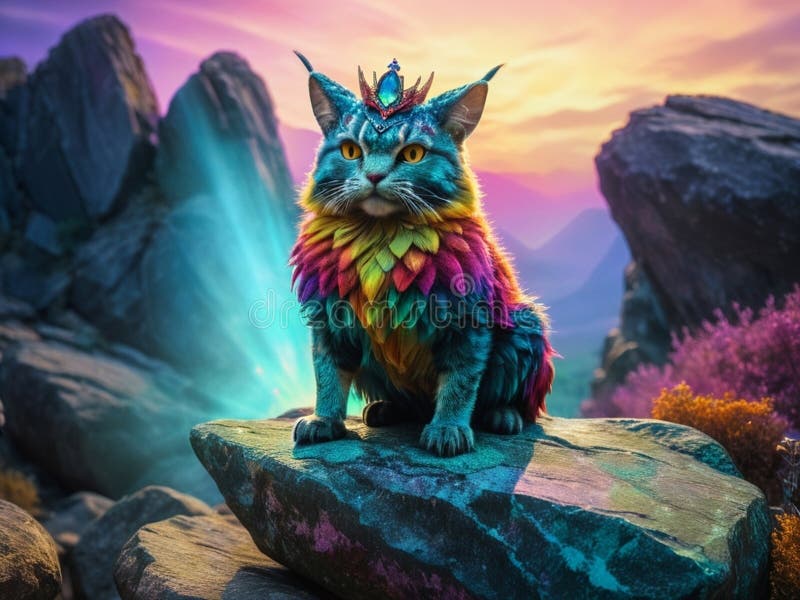 Mystical Creature in a Dark, Misty Jungle and Mountains with Fire ...