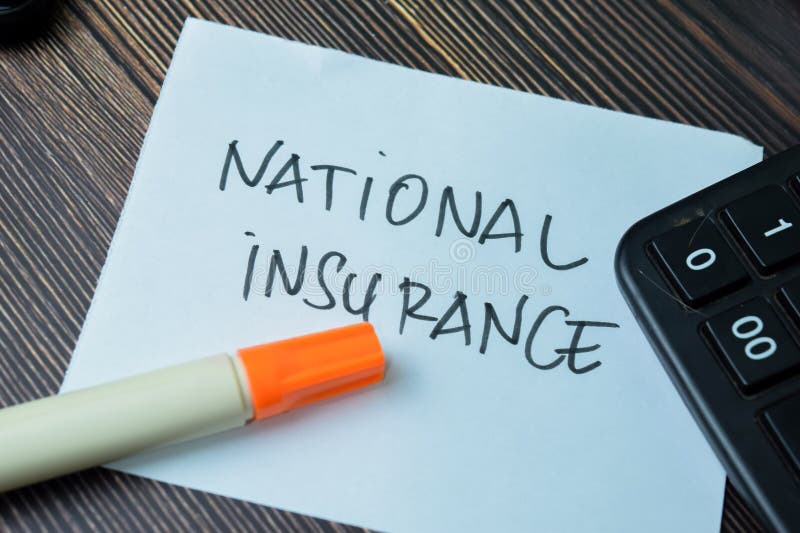 Concept of National Insurance Write on Sticky Notes Isolated on Wooden ...