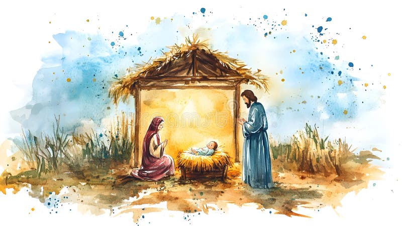 Digital Painting of a Concept of Nativity Scene Stock Photo - Image of ...