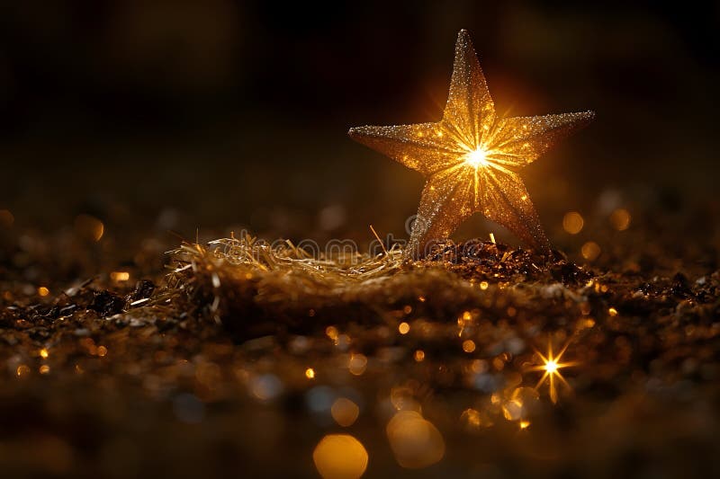 An Empty Manger and a Bright Star at Sky, As a Concept of Nativity ...