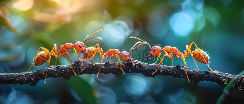 Ants in Harmony: Teamwork on a Twig Bridge. Concept Nature Photography ...