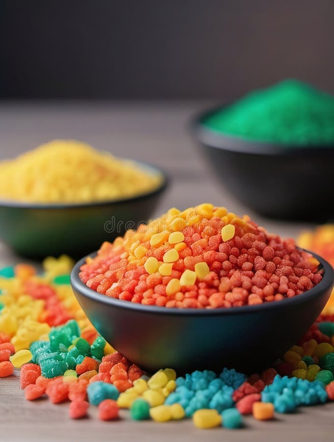 Naturefriendly Biodegradable Plastic Granules Different Colors on Table ...