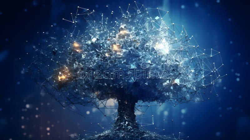 Concept of Network Connection Technology or Big Data As Blue Cyber Tree ...