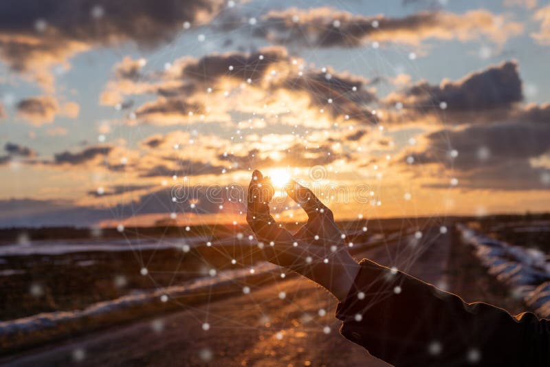 Concept of Network Integration into Any Location in Nature Stock Image ...