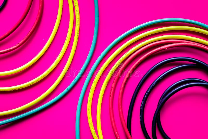 Concept Network Internet Cable On Pink Background Close Up Stock Image ...