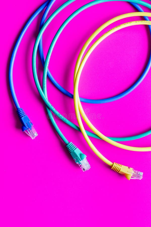 Concept Network Internet Cable on Pink Background Close Up Stock Image ...