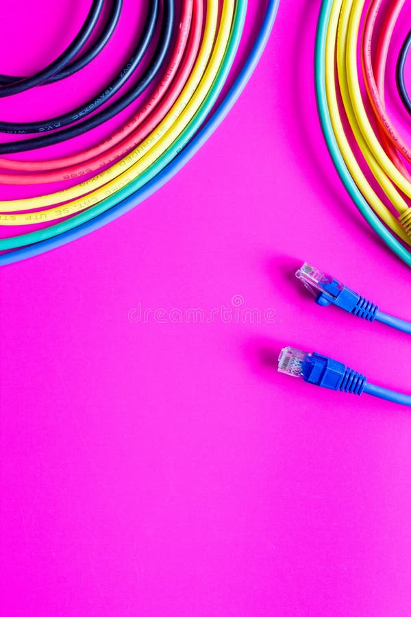 Concept Network Internet Cable on Pink Background Close Up Stock Image ...