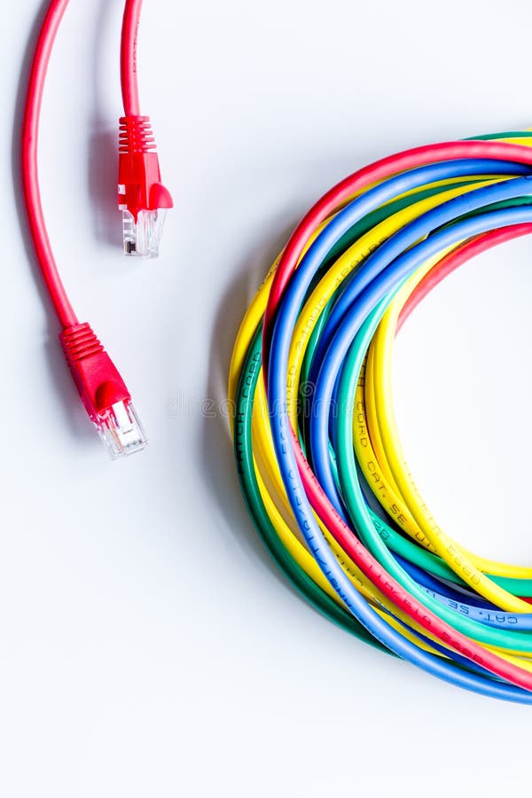 Concept Network Internet Cable on White Background Top View Stock Image ...