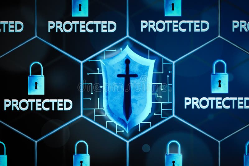 Concept of Network Security, Virus Protection, Data Protection. Stock ...