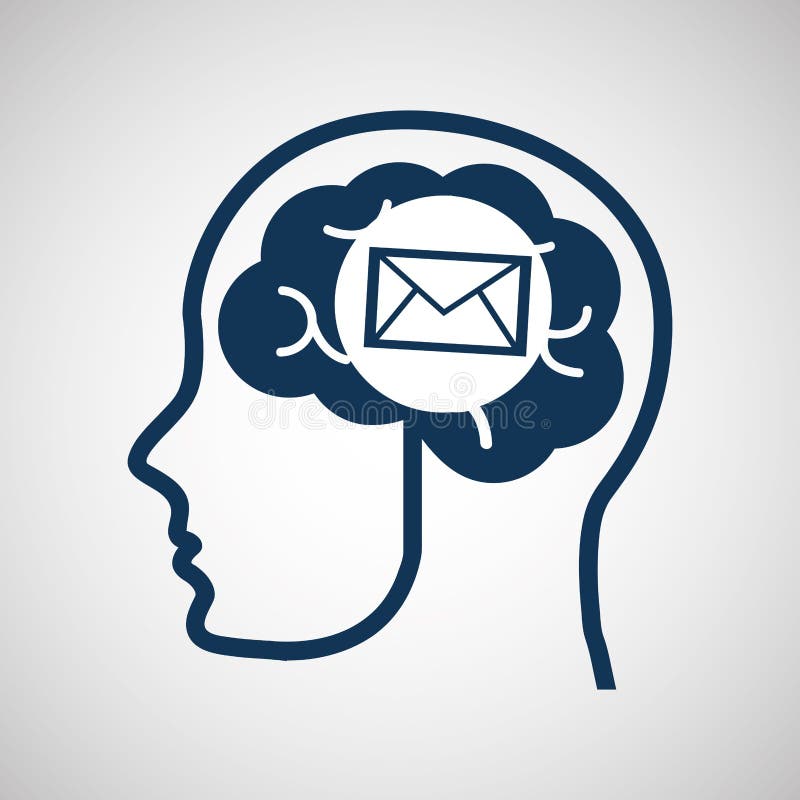 Concept Network, Silhouette Head with Email Message Media Icon Stock ...