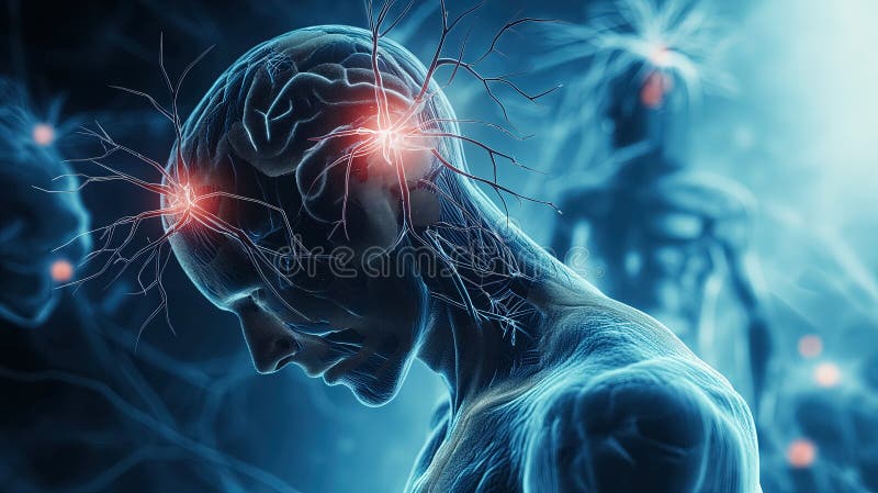 Concept of Neural Activity in the Brain Stock Illustration ...