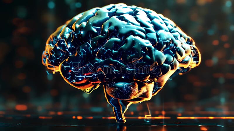 Human Brain Showing Robotic Thinking. Concept of Neural Network Circuit Board, Big Data. Stock ...