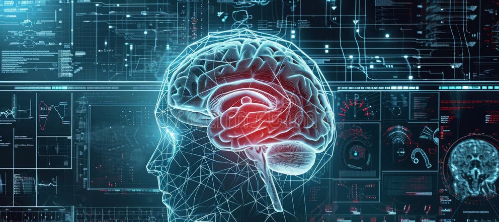 Concept of Neural Science, Brain Computer AI Interface, Scan, Brain ...