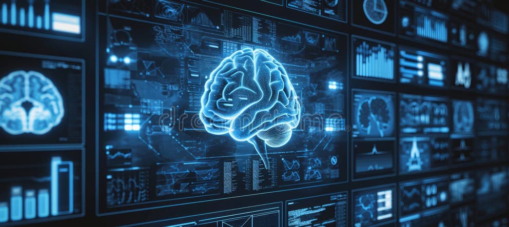 Concept of Neural Science, Brain Computer AI Interface, Scan, Brain ...