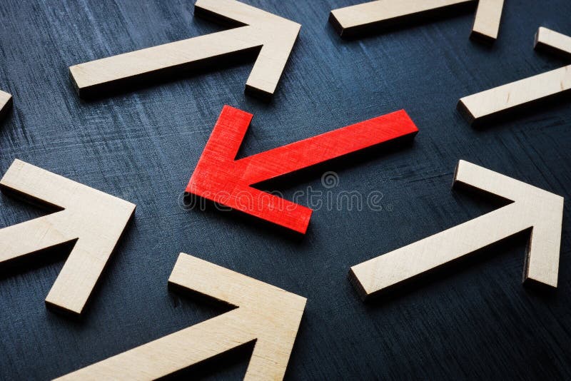 Concept of New Different Thinking and Individuality. the Red Arrow is ...