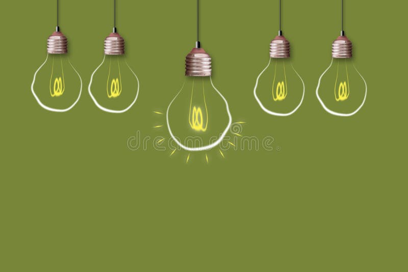 Concept of New Ideas and Creative Solutions. Glowing Light Bulb on a ...