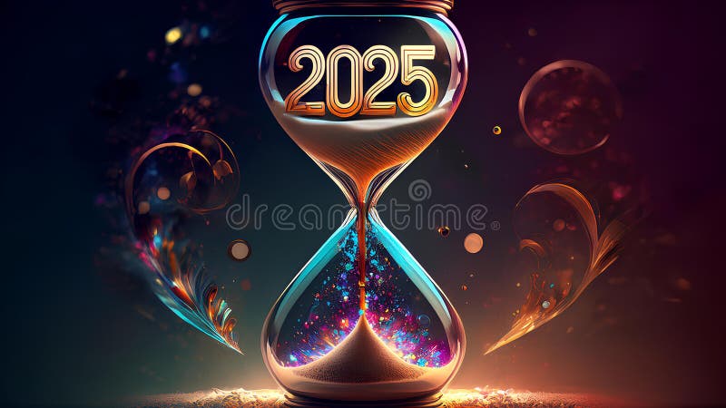 Concept: New Year, Outgoing Year. Hourglass with Numbers 2025 Inside ...